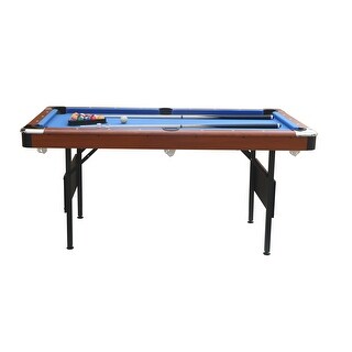 Portable Pool Table Folding Billiards Table Blue Velvet Games Table ...