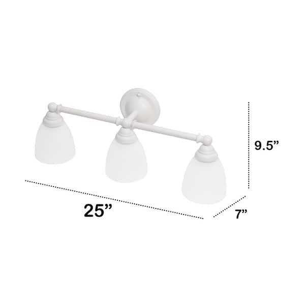 25 in. 3 Light Metal and Translucent Glass Shade Vanity - Bed Bath ...
