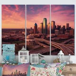 Designart "Dallas Perspectives I" Dallas Wall Art Print Set - Bed Bath ...
