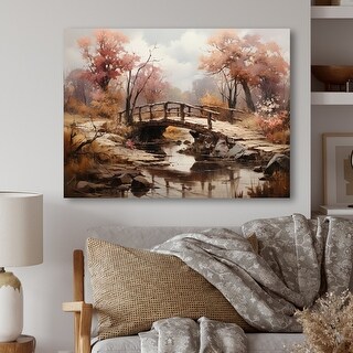 Designart "Brown Bridge Rustic Charm An" Architecture Metal Wall Art ...