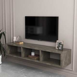 60" Shallow Floating TV Console with Particle Board and 3 open storage ...
