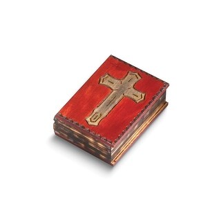 Curata Handcrafted Carved Painted Wooden Mahogany Finished Cross Book ...