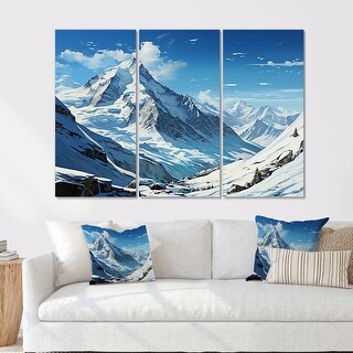 Designart "French Pyrenees Mountain Peaks II" Mountains Canvas Set of 3 ...