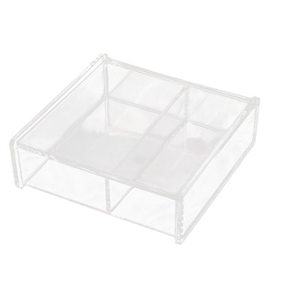 Acrylic Square Shape 2 Slots Cosmetics Jewelry Box Organizer Clear w ...