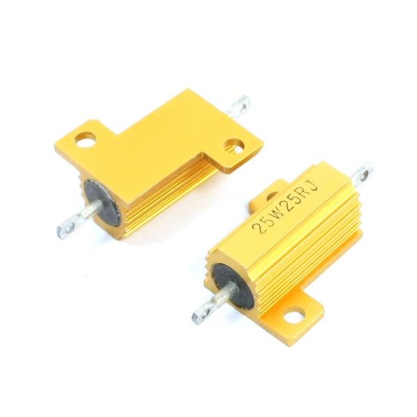 2 Pcs Gold Tone Heatsink Aluminum Housed Case Resistor 25W 25 Ohm ...