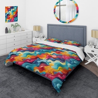 Designart "Popart Colorful Playful Mirage" Modern Bed Cover Set With 2 ...