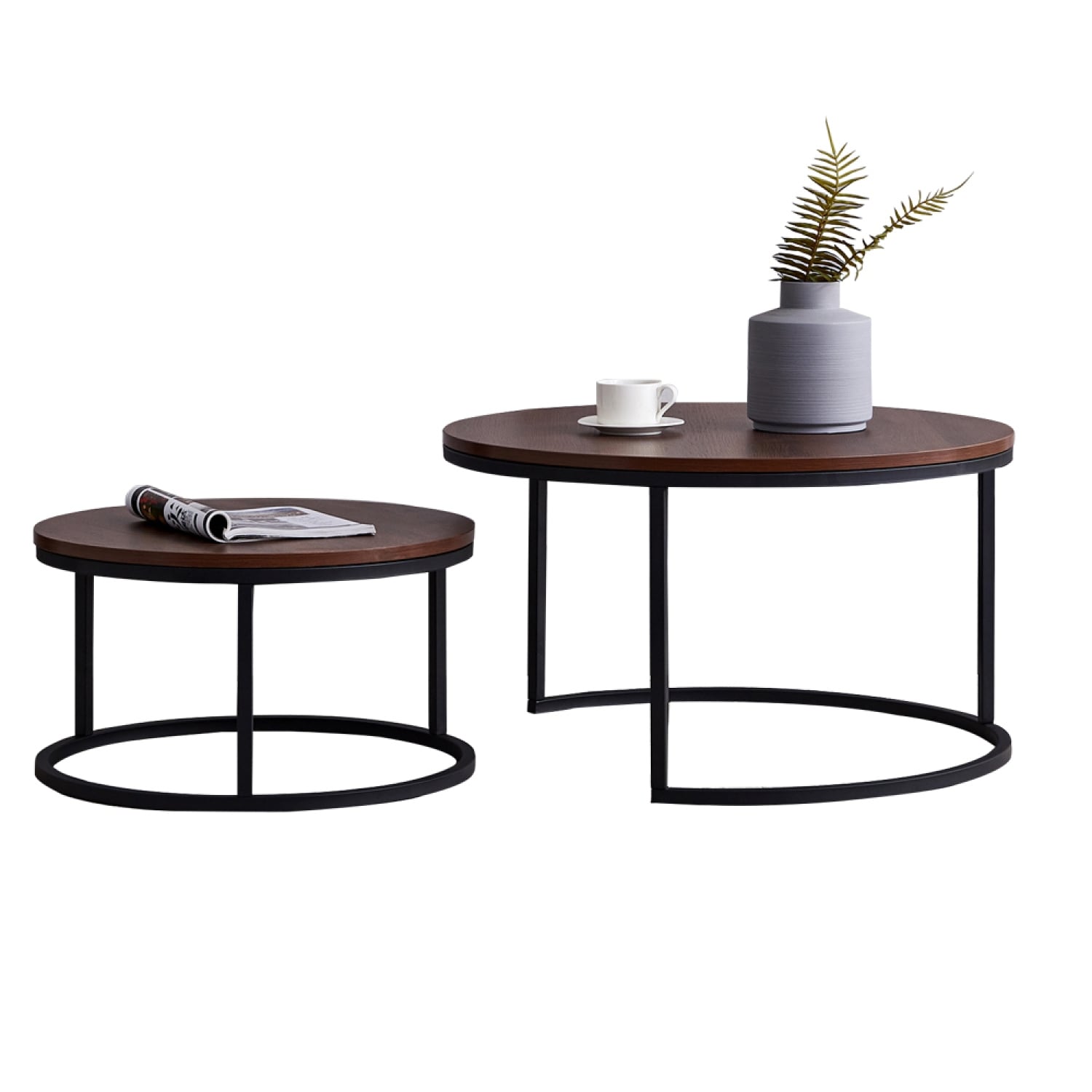 Bricken Grey Oak Finish Round Nesting Table Set by iNSPIRE Q Modern ...