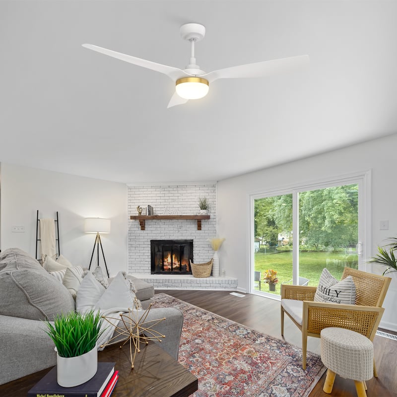 Pollux 52-inch Indoor/Outdoor Smart Ceiling Fan, Dimmable LED Light Kit ...