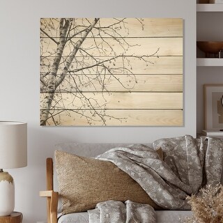 Designart "Grey Minimalism Tree Birch" Tree Birch Wood Wall Decor ...