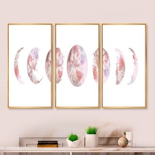 Designart "Moon Phases" Modern Framed Art Set of 3 - 4 Colors of Frames ...
