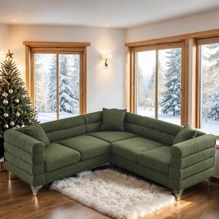 5-Seater 81.5-Inch Corner Sofas with 3 Cushions, Green - Bed Bath ...