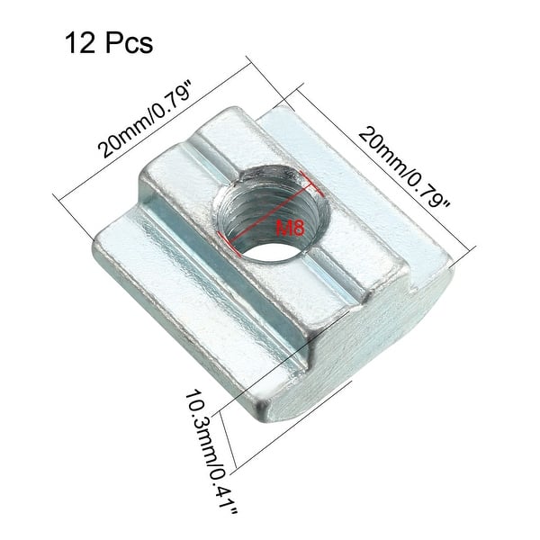 M8 Slide in T-Nut for 4545 Series Aluminum Extrusions Profile 12 Pcs ...