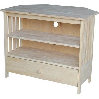 Corner TV Stand, Solid Real Wood, Sturdy Parawood, 35x24x29, Unfinished ...