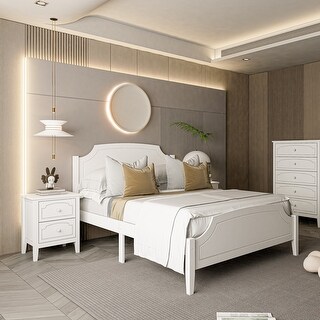 Full Size White Contemporary Roman Style Wooden Bed - Bed Bath & Beyond ...