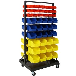 90 Plastic Bins Rack Storage Organizer Shelving with Locking Wheels ...