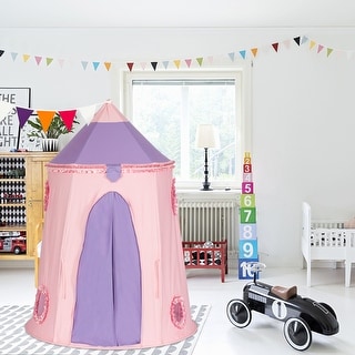 Kids Playhouse Cotton Yurt Tent With Small Colorful Flags Pink - Bed ...