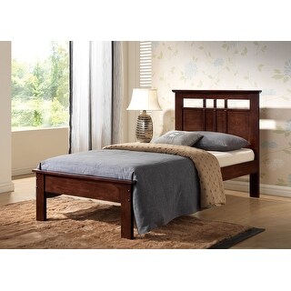 Serra Cappuccino Twin Platform Bed with Wooden Headboard - Bed Bath ...