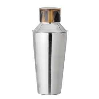 Round Stainless Steel Cocktail Shaker with Horn Top - 3.8"L x 3.8"W x 9 ...