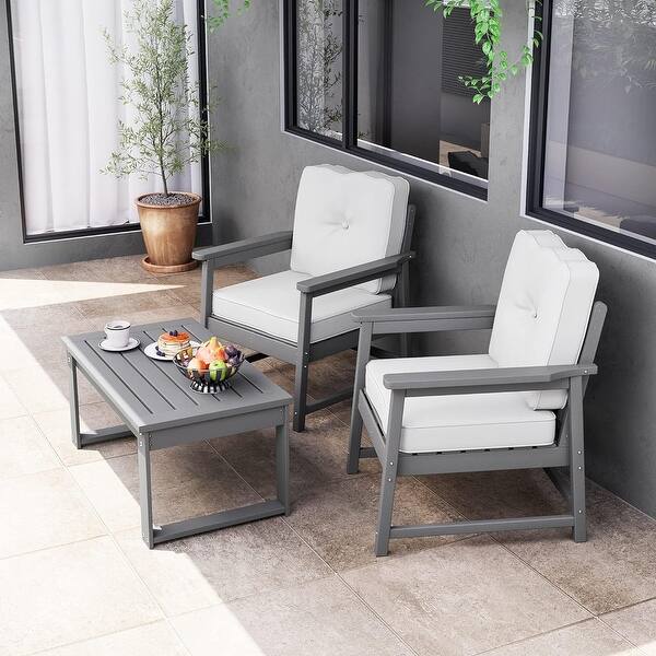 Senfot Patio Chairs-All-Weather HDPE Recycled Plastic Outdoor Club ...