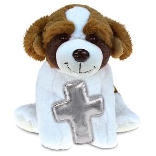 DolliBu St. Bernard Dog Stuffed Animal with Silver Cross Plush Toy - 8 ...