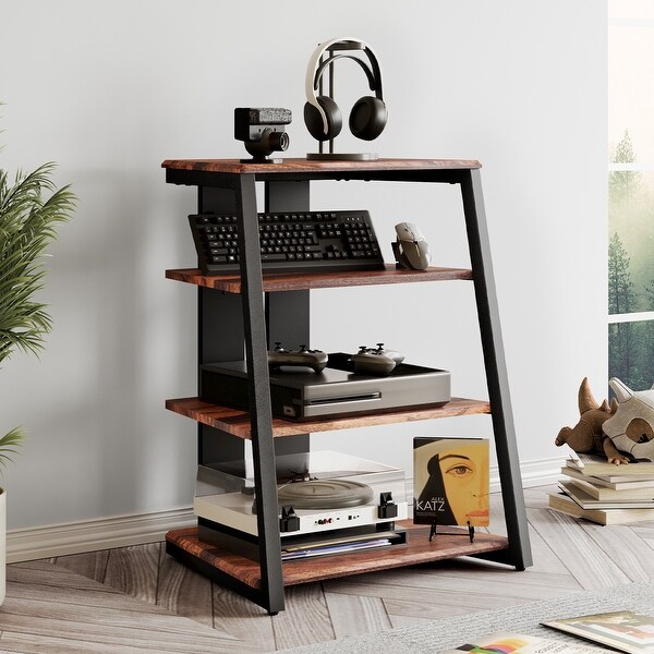 FITUEYES 4 Tier Media Console Corner Stand AV Record Player Stand On Sale Bed Bath Beyond 35355680