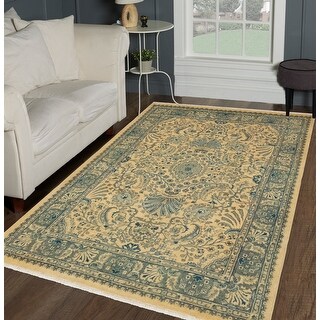 Noori Rug Turkish-Knotted Ariyuri Ivory/Grey Rug - 4'3" x 5'8" - Bed ...