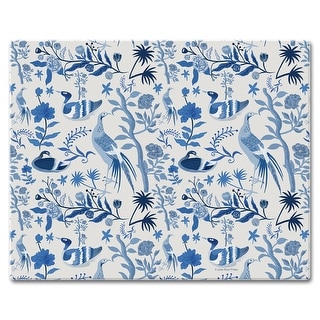 Chinoiserie Birds Heat Tolerant Glass Cutting Board 15” x 12” Made in ...