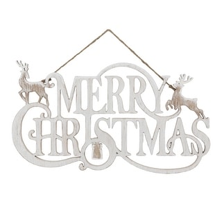 MDF Merry Christmas Wall Art White Wood Indoor Decor Holiday Cheer ...