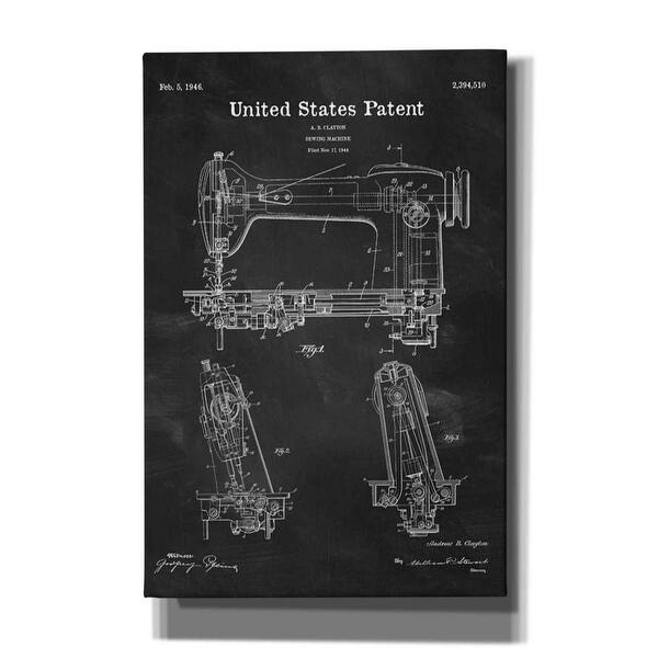 Epic Graffiti 'Sewing Machine Blueprint Patent Chalkboard' Canvas Wall ...