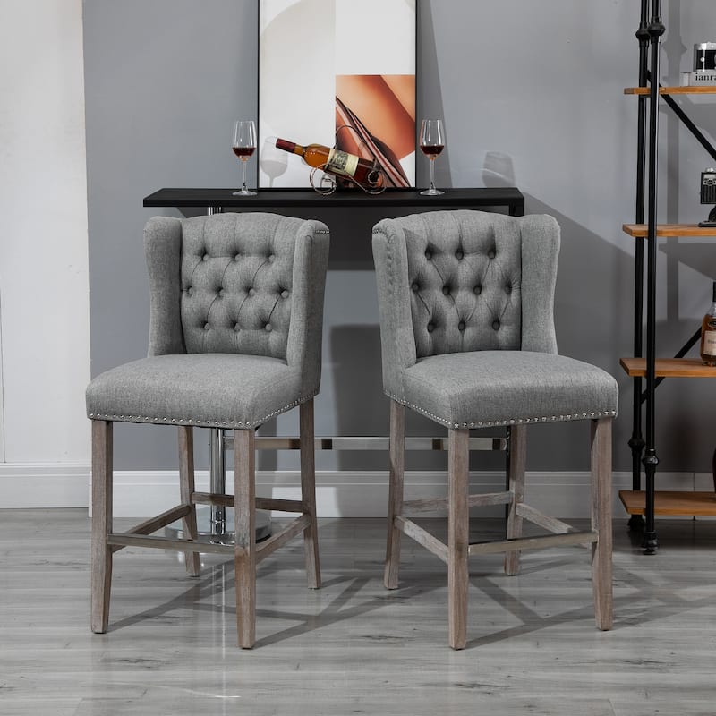 HOMCOM 2 Piece Counter Height Barstools Kitchen Breakfast Stools with ...