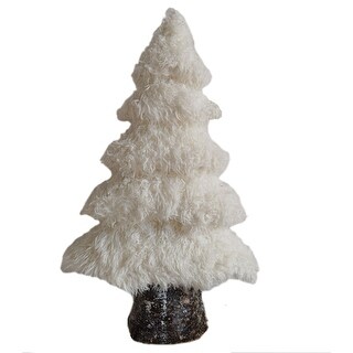 Fraser Hill Farm 24-In. White Furry Tree with Faux-Bark Trunk - Bed ...