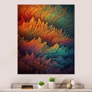 Designart "Rainbow Colored Waves IV" Modern Waves Metal Wall Art - Bed ...