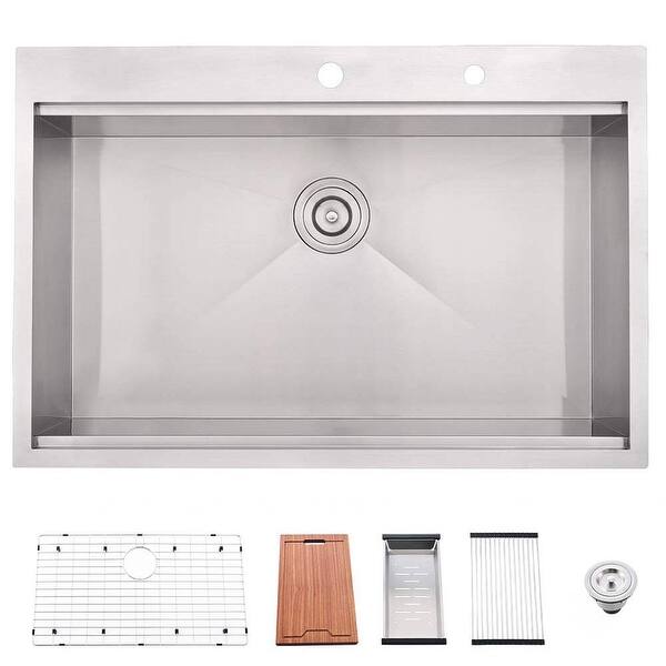 DORNBERG 33 Inch Kitchen Sink Single Bowl Sink in Stainless Steel - Bed ...