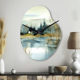 Designart - Summer Lake Landscape Illustration V - Lake Large Wall ...