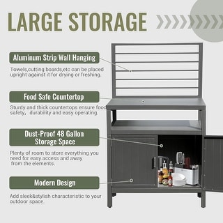 Freestanding BBQ Storage Cabinet with Wall Hanging & Durable Cover for ...
