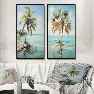 Designart "Minimalism Plam Tree Solitude" Palms & Palm Trees Framed ...