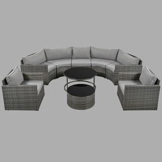 9-Piece Outdoor Half-Moon Sofa Set, Modern Patio Furniture with ...