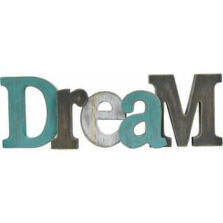 Decorative Wooden Cutout Word Dream Block Letter Sign 5.20" x 15.75 ...