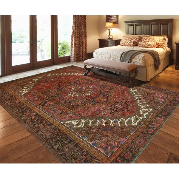 Fine Vintage Heriz Debbra Rust/Charcoal Rug - 9'10" x 12'4" - Bed Bath ...
