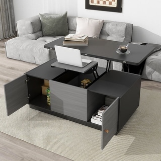 Modern Lift Top Glass Coffee Table,Multifunction Table with Drawers ...