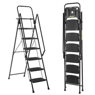 Folding step stool with bandwidth anti slip pedals and tool trays ...