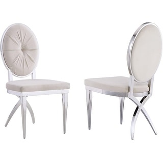Mid Century Modern Oval Back Dining Chairs White Velvet Upholstered ...