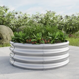 Round Raised Garedn Bed Outdoor Garden Raised Metal Planter Box - Bed ...