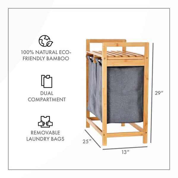 ToiletTree Products Bamboo Laundry Hamper with Dual Compartments–Two ...
