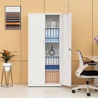 High Storage Cabinet with 2 Doors and 4 Partitions,Home/ Office Design ...