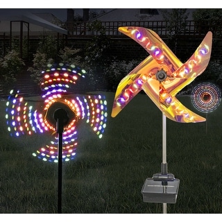 Solar LED Windmill Spinner - RGB Solar LED Wind Spinner W/ 8 Effect ...