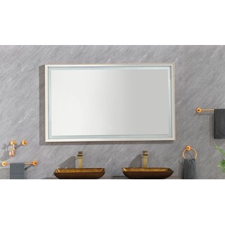 72 x 36 Inch LED Lighted Bathroom Anti-Fog Wall Mounted Mirror - Bed ...