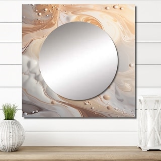 Designart "Abstract Milky White Flow" Abstract Shapes Wall Mirror ...