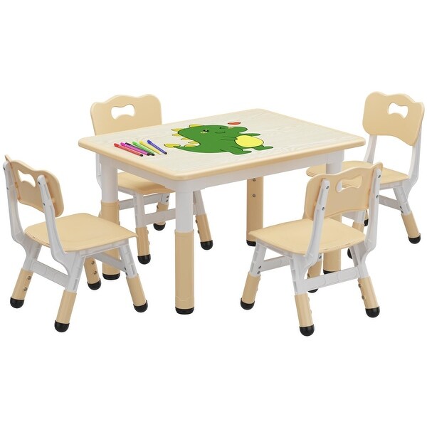Kids Table and Chair Set Height Adjustable Toddler Table and 4 Chairs Set for Ages 2 10 On Sale Bed Bath Beyond 39914162