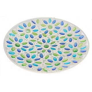 18 Inch Round Decorative Tray, Plastic Beads, Floral Pattern, White ...